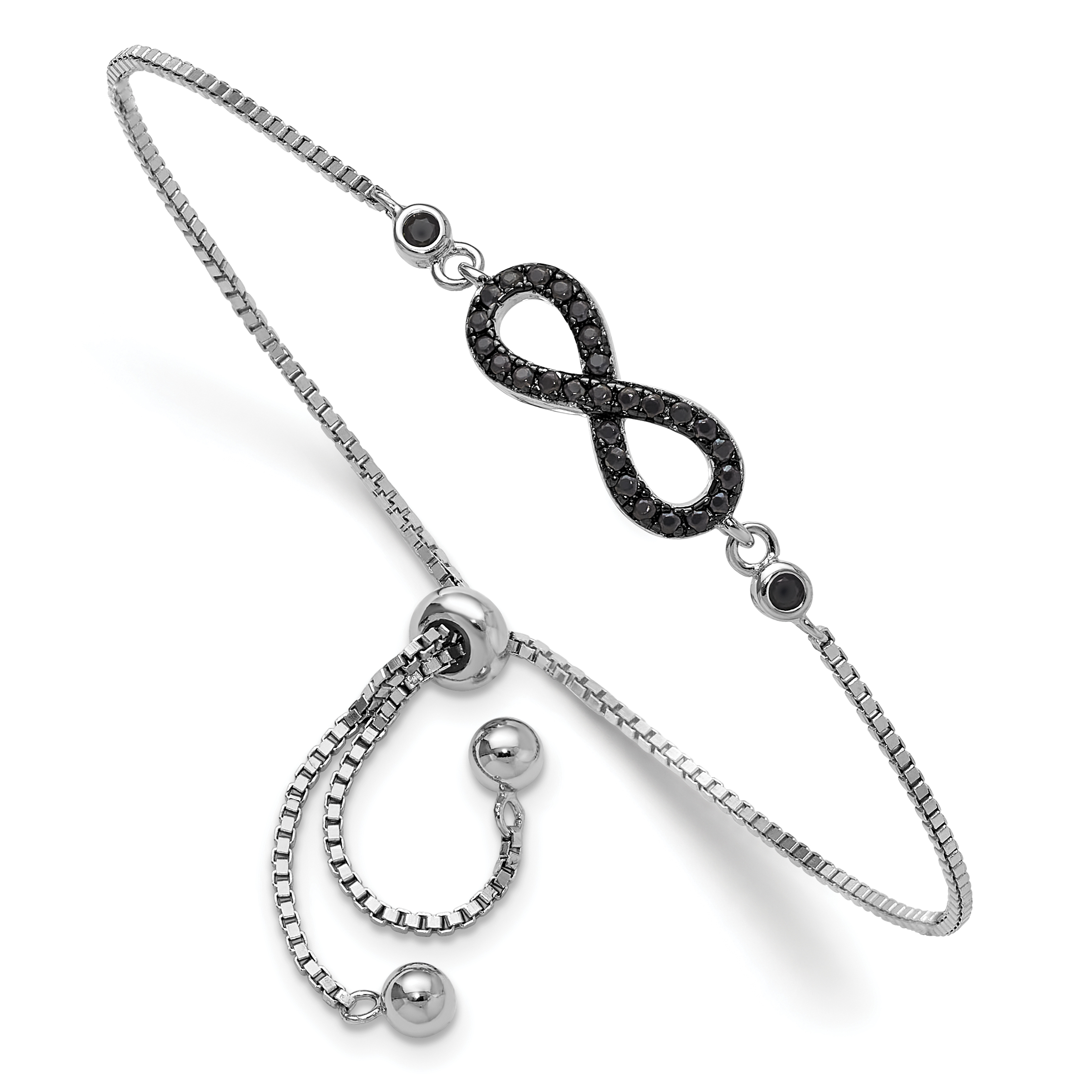 Sterling Silver Rhodium-plated Black Spinel Infinity Symbol Sterling Silver Rhodium-plated Black Spinel Infinity Symbol