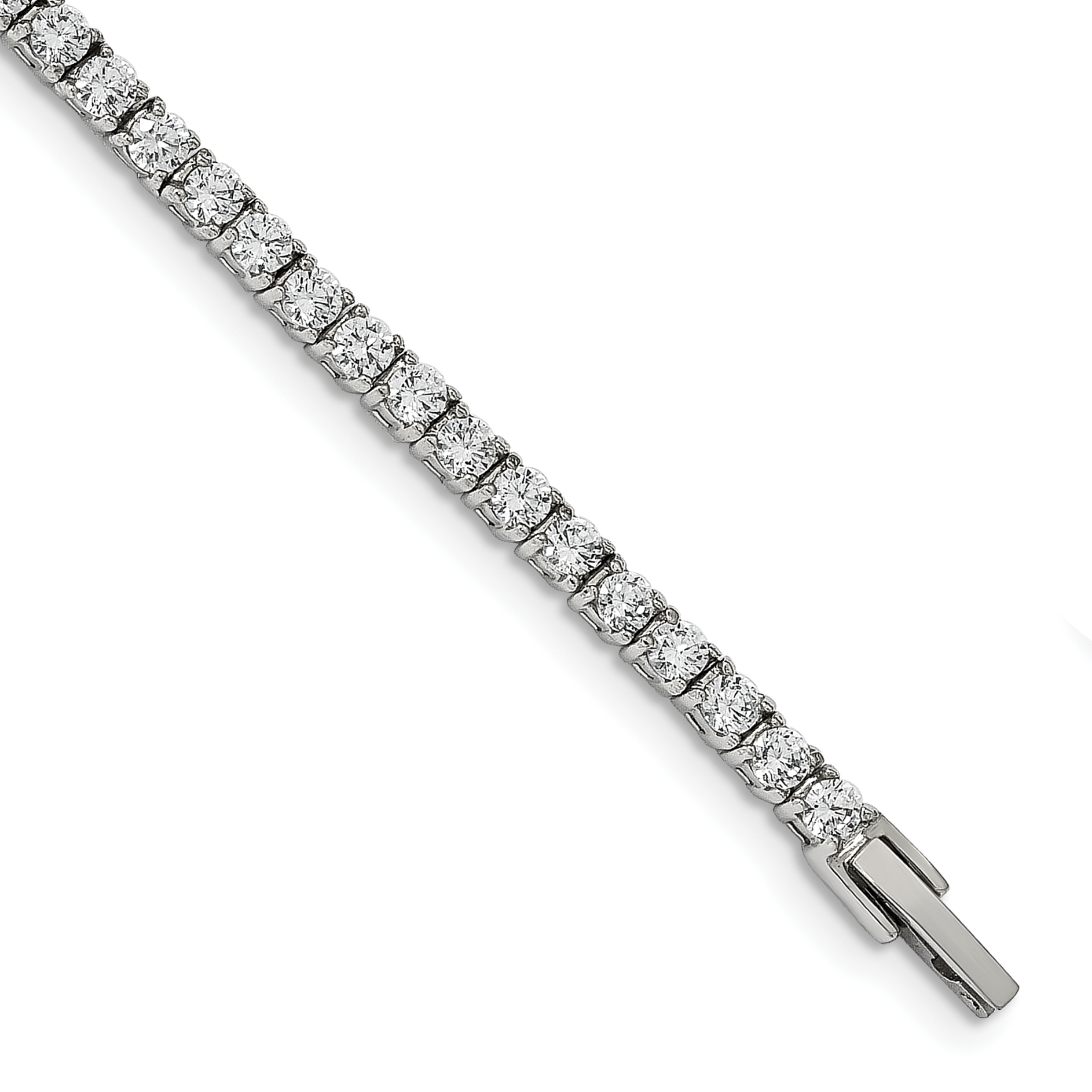 Chisel Stainless Steel Polished CZ 7.5 inch Tennis Bracelet Quality Gold